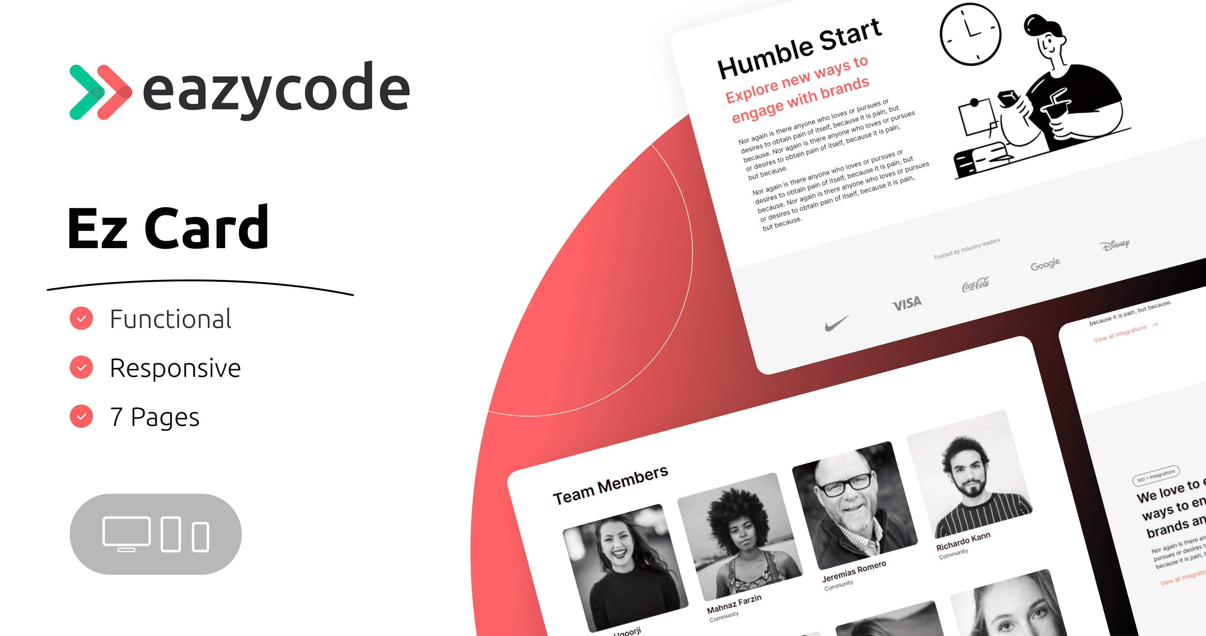 Ez Card Landing template - NoCode Bubble.io Template by EazyCode - NoCode Agency